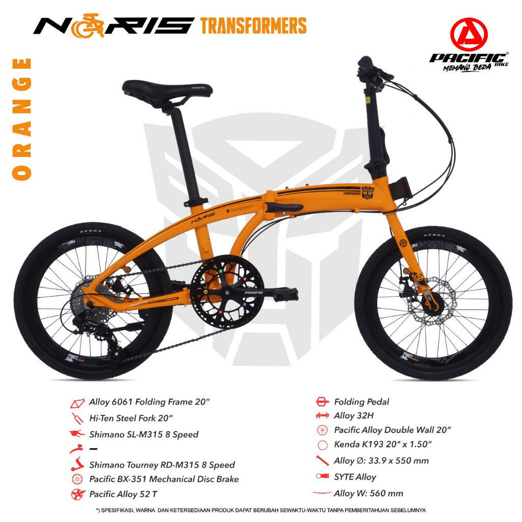 Jual PACIFIC Noris Transformer 20 inch Folding Bike Sepeda Lipat ...