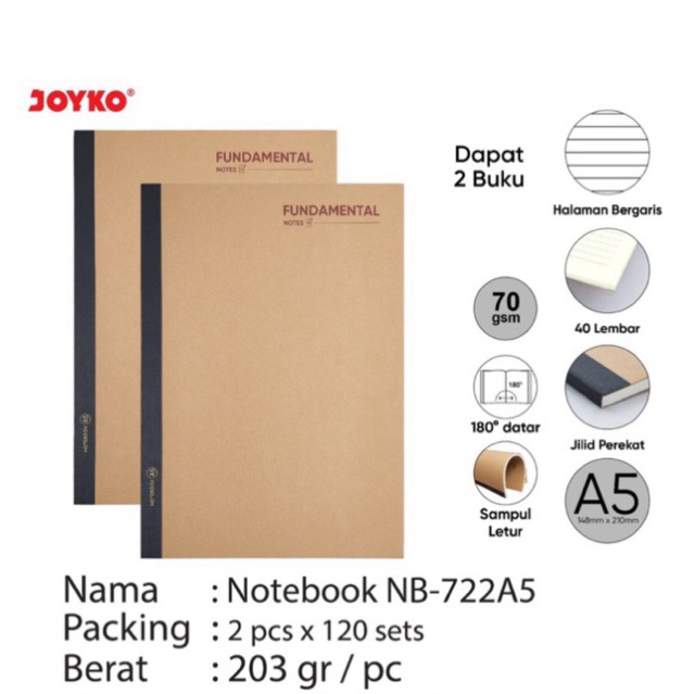Jual ( 2pcs ) Notebook / Buku Tulis Sampul Coklat B5 dan A5 / Buku ...