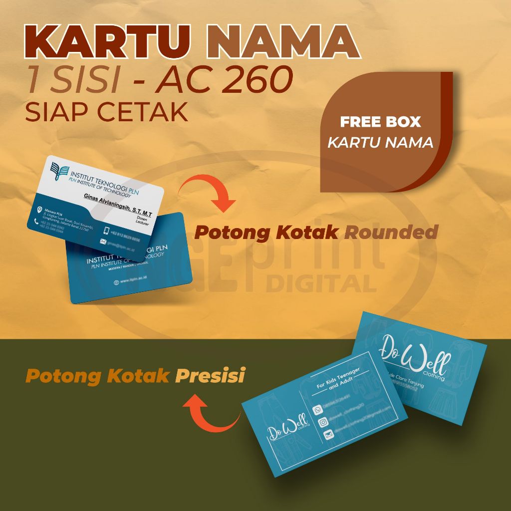 Jual [Isi 100] Kartu Nama laminasi glossy dan doff / Kartu Nama 1 box ...
