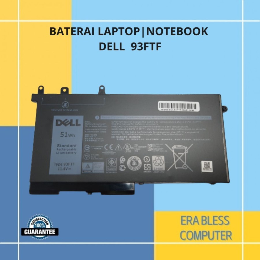 Jual BATERAI LAPTOP NOTEBOOK DELL LATITUDE 93FTF 51WH ORIGINAL | Shopee ...