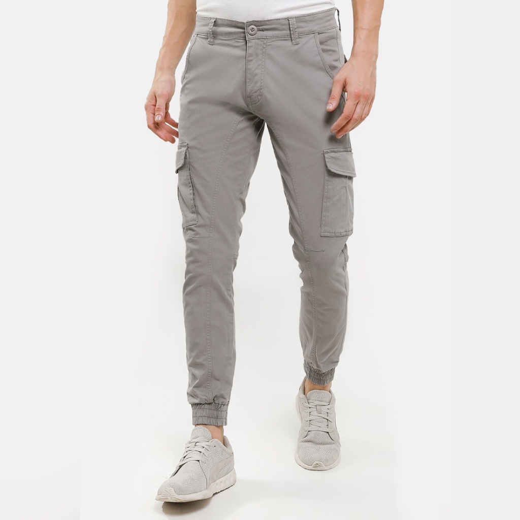 Jual Celana Cargo Jogger Pria Premium Grey – Elastic Cuff J267A ...
