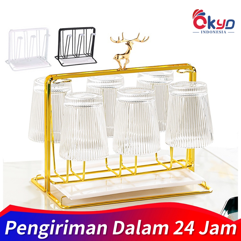 Jual gantungan gelas rak gelas stainless tempat peniris gelas Rak gelas gantungan gelas mewah ...