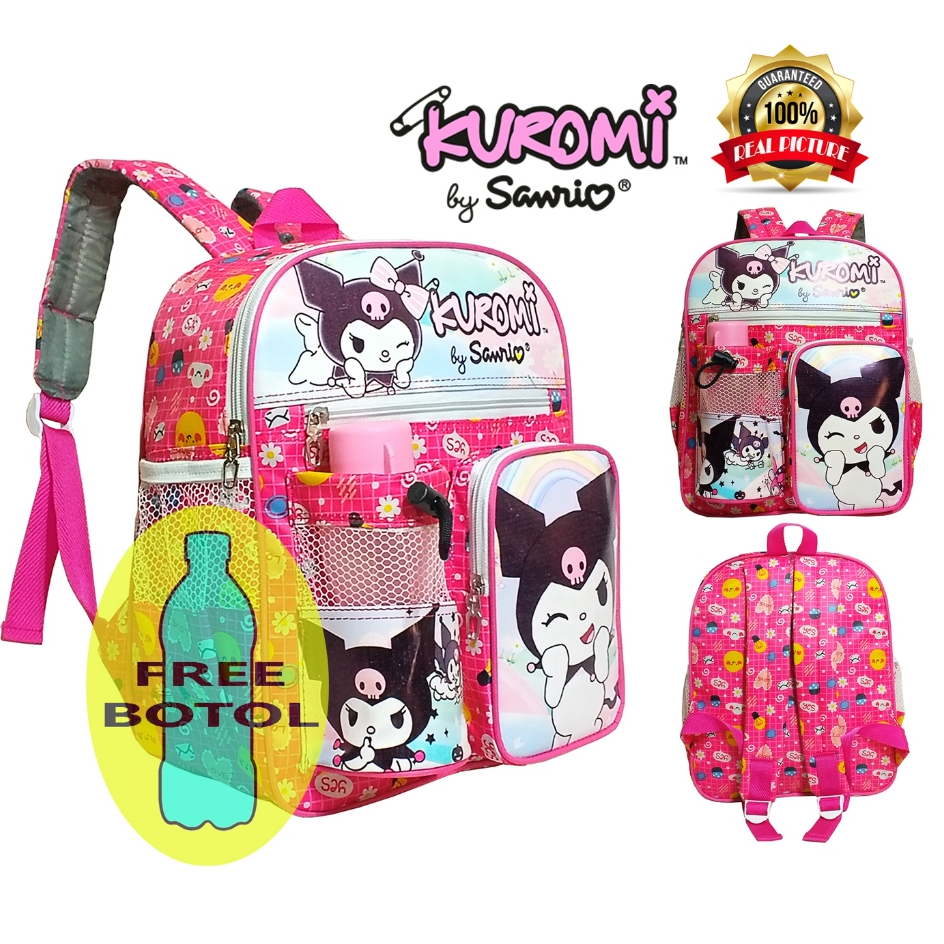 Jual TAS RANSEL ANAK PEREMPUAN KARAKTER KUROMI SANRIO BAGS // TAS SEKOLAH ANAK FREE BOTOL MINUM ...