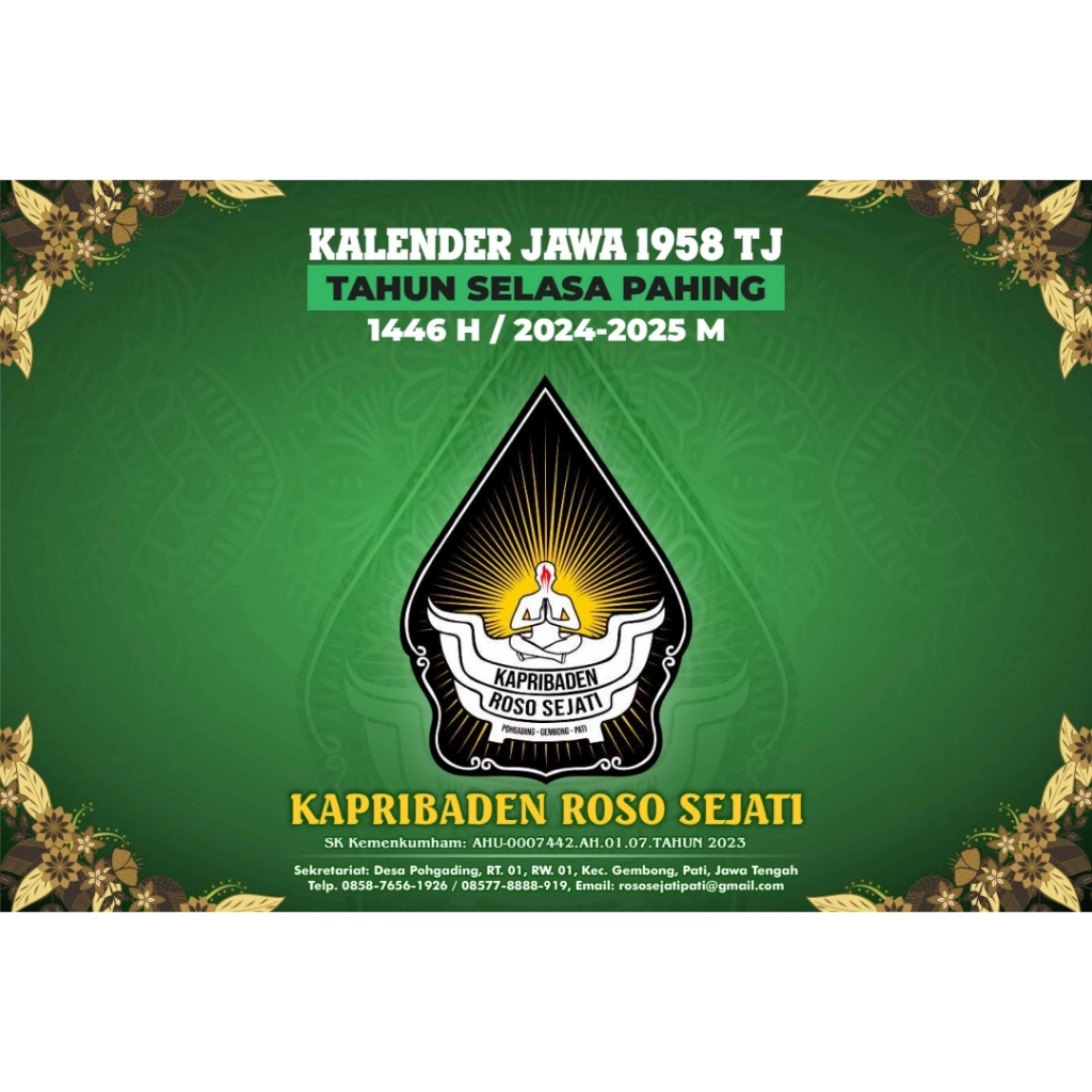Jual Kalender Jawa Kapribaden Roso Sejati 1958 Saka 1446 H Lengkap ...