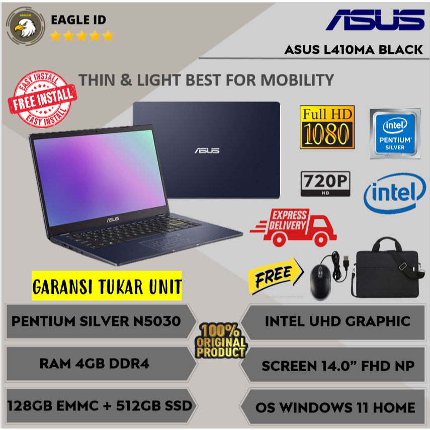 Jual Laptop Murah ASUS L410MA Intel Pentium Silver N5030 RAM 4GB 512GB ...