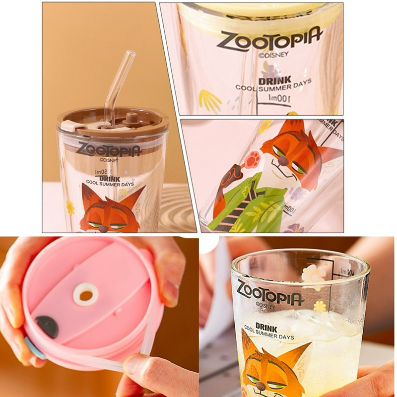 Jual disney zootopia glass tumbler leakproff gelas kaca dengan tutup ...