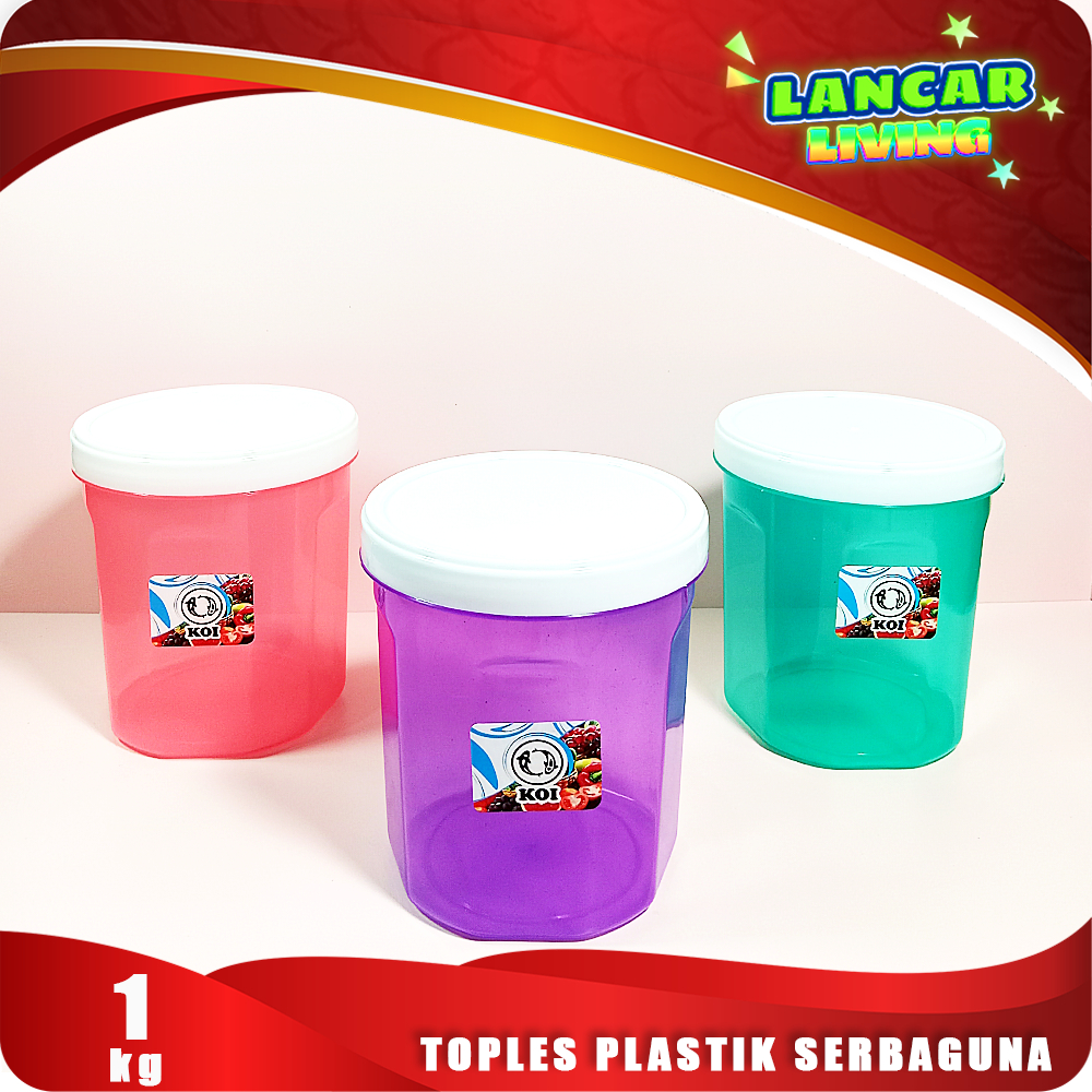 Jual Toples Plastik Bulat 1kg/Toples Tabung Plastik Premium Kedap Udara ...