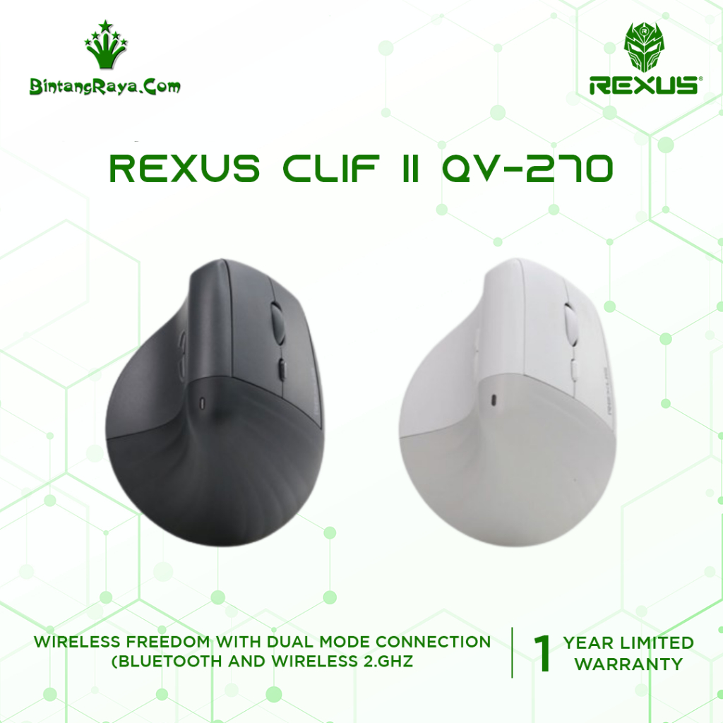 Jual Mouse Office Rexus Clif II QV-270 / QV270 Vertical Ergonomic Mouse Bluetooth + Wireless ...