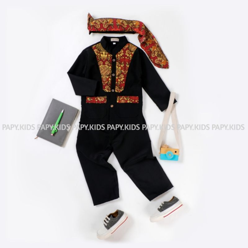 Jual Setelan Pangsi Batik Merah FRRE iket sunda / Pangsi SD /Baju Adat ...