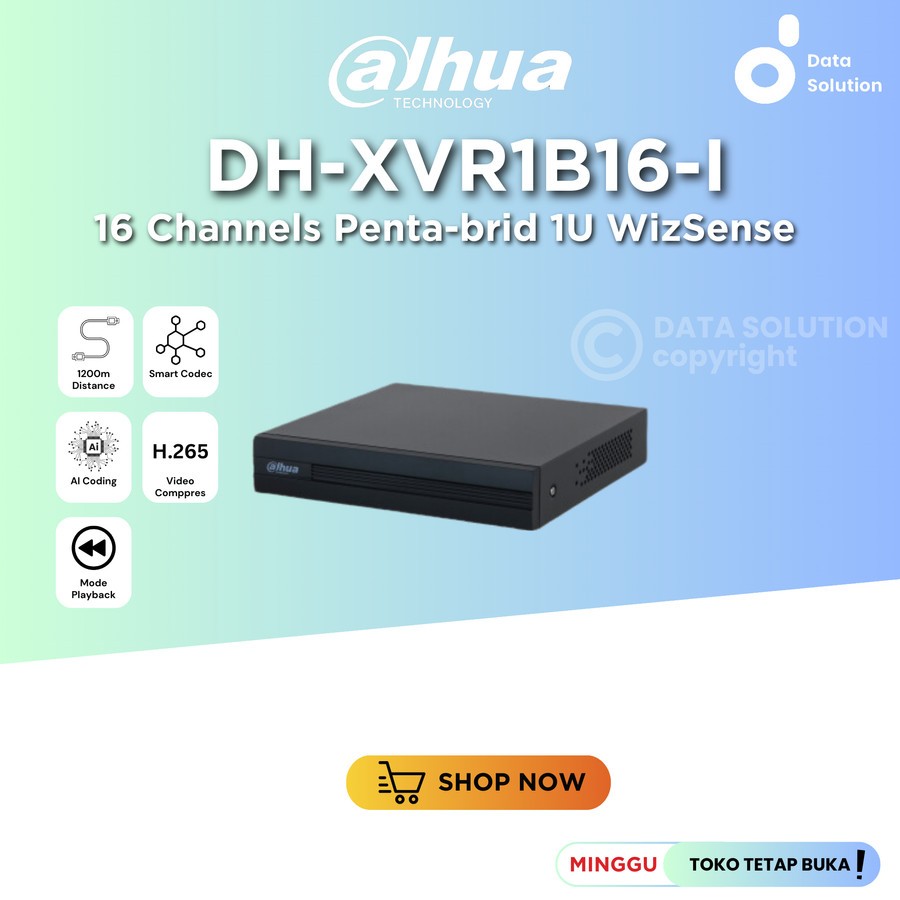 Jual Dahua DVR DH-XVR1B16-I 16 Channels Penta-brid Compact 1U 1HDD Digital Video Recorder ...