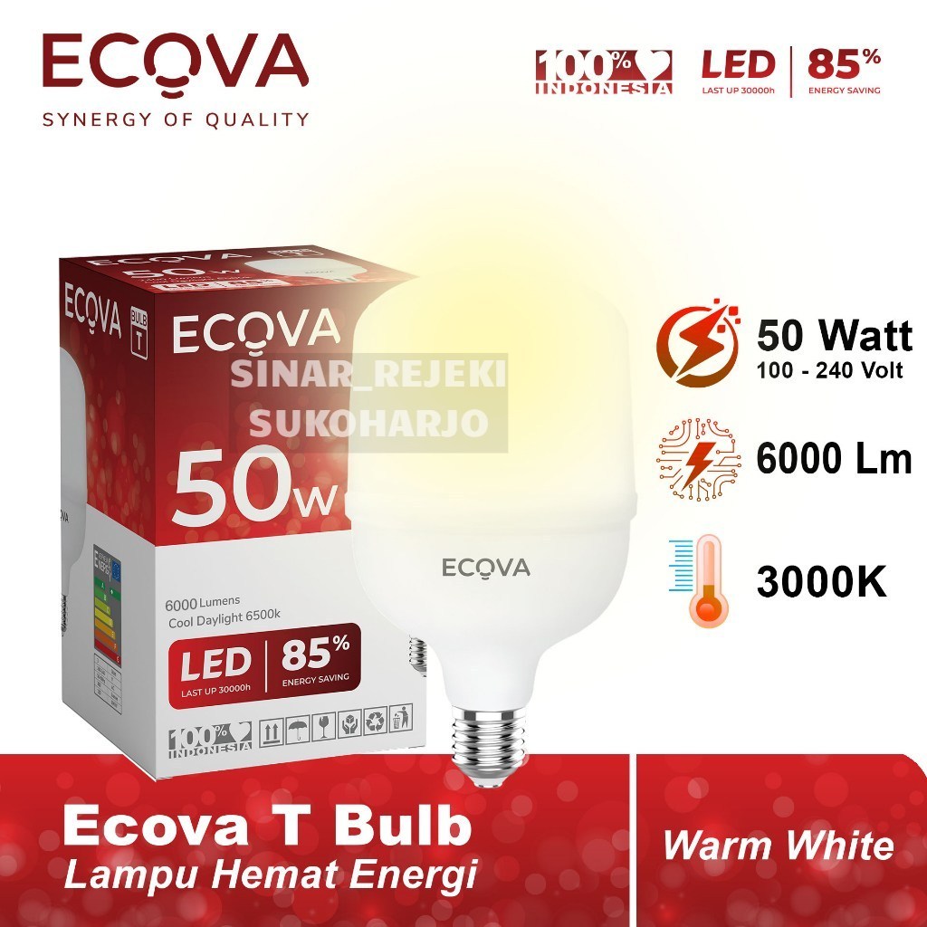 Jual ECOVA Lampu LED Kapsul 30W 40W 50W Kuning / Warm White | Shopee Indonesia