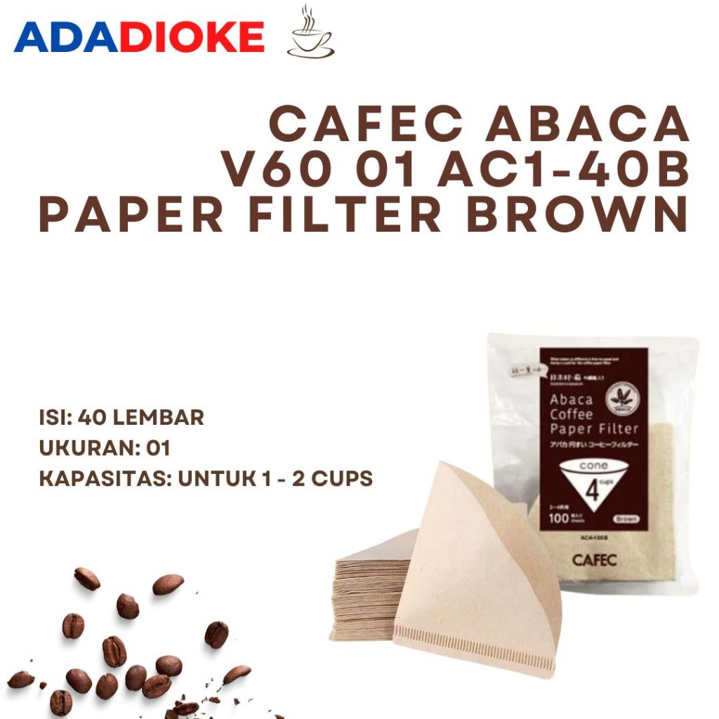 Jual Cafec Abaca Paper Filter V60 Isi 40 Lembar Paper Filter 01 AC1-40B ...