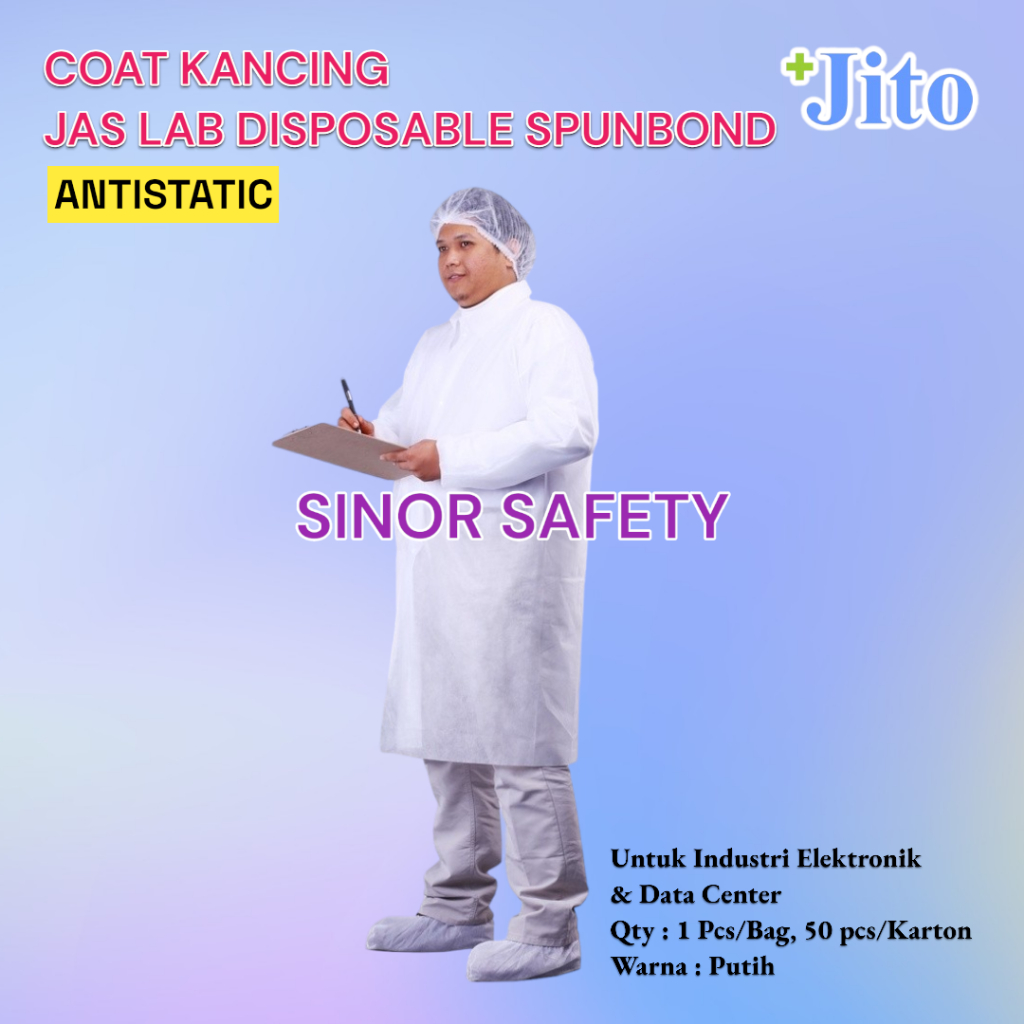 Jual Jas JITO Coat KANCING Jas Lab Hazmat Disposable Spunbond ...