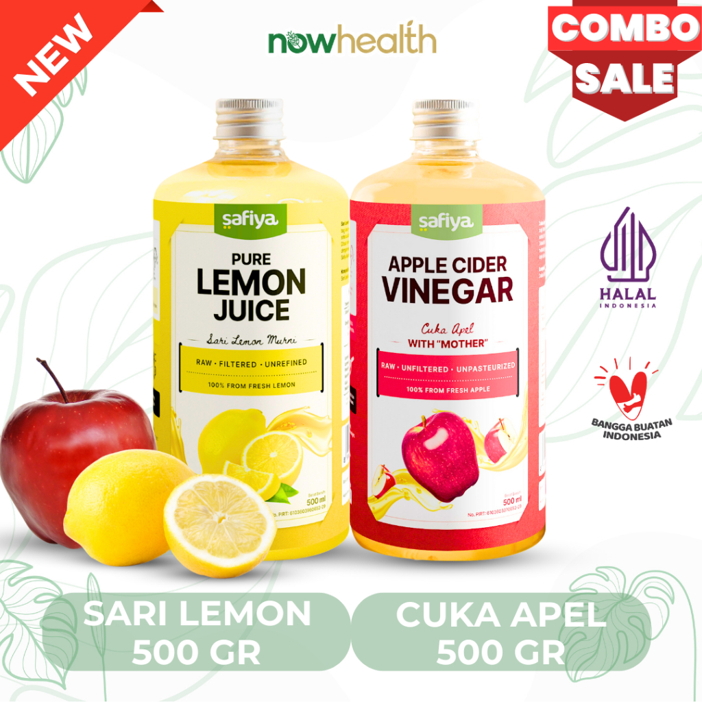 Jual [Paket Hemat Sehat 2 in 1] Sari Lemon + Cuka Apel 500 ml Safiya ...