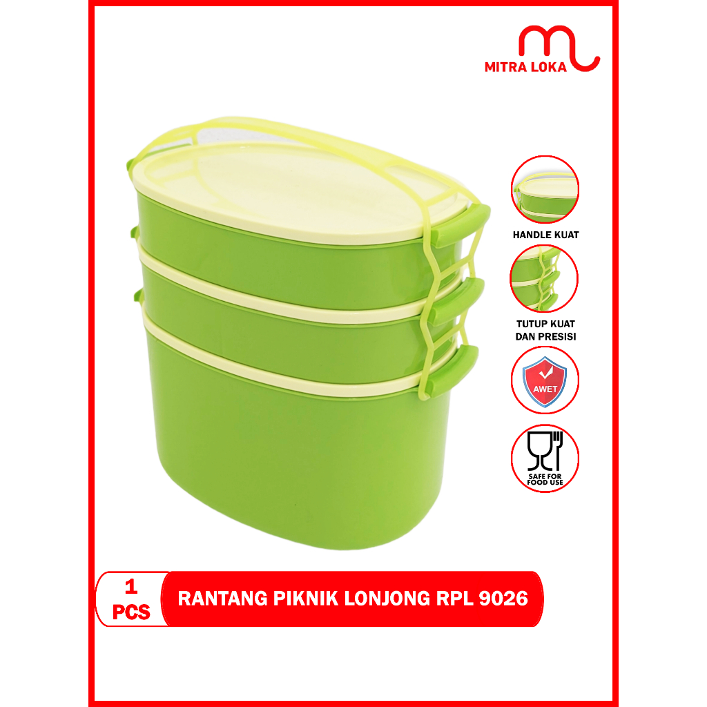 Jual Mitra Loka Rantang Jumbo Tenong Piknik Lonjong RPL 9026 Golden ...