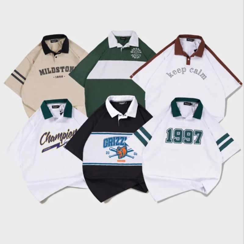 Jual Fennel Baju Oversized Rugby Lengan Pendek Champion T-Shirt Cowok ...