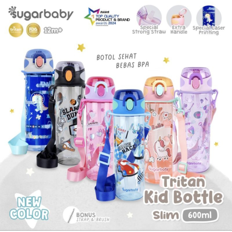 Jual Sugar Baby Botol Anak slim 600ml Bahan Tritan 100℅ BPA Free ...