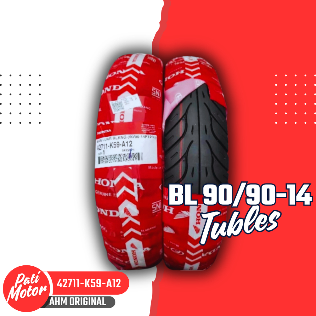 Jual 020725 PATI MOTOR BAN LUAR 90/90-14 K59 AHM TUBLESS 42711K59A12 ...