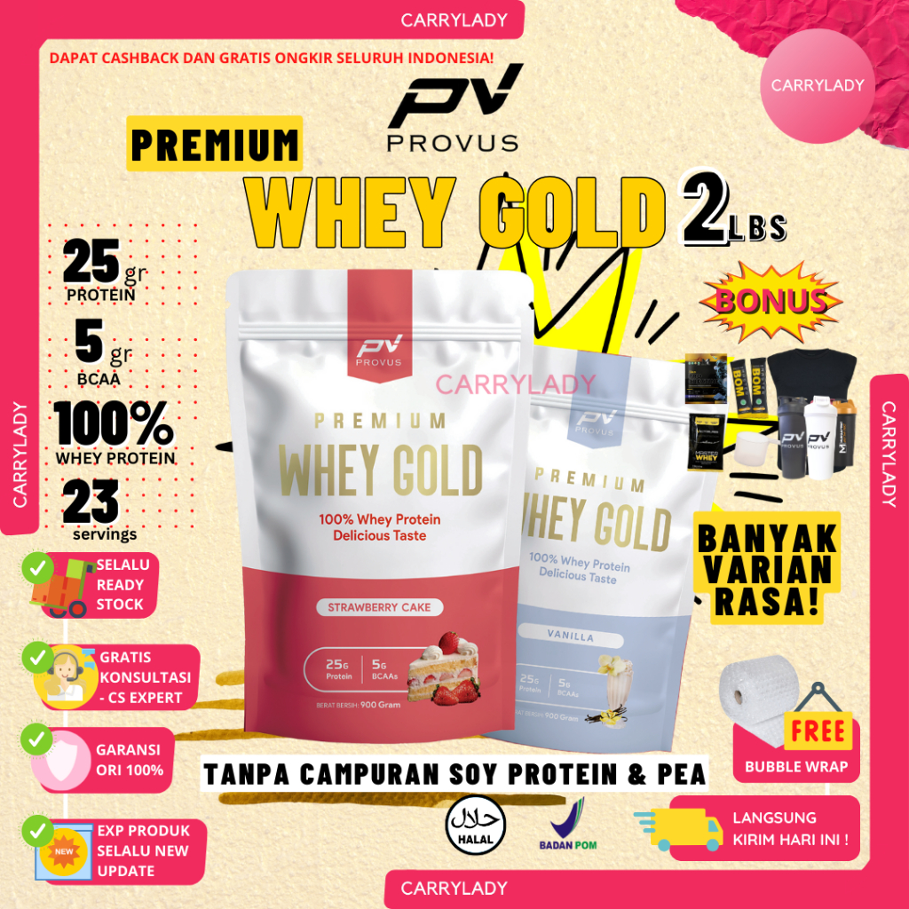 Jual Provus Premium Whey Gold 2 lbs 900 gram Susu Protein Cutting Whey ...