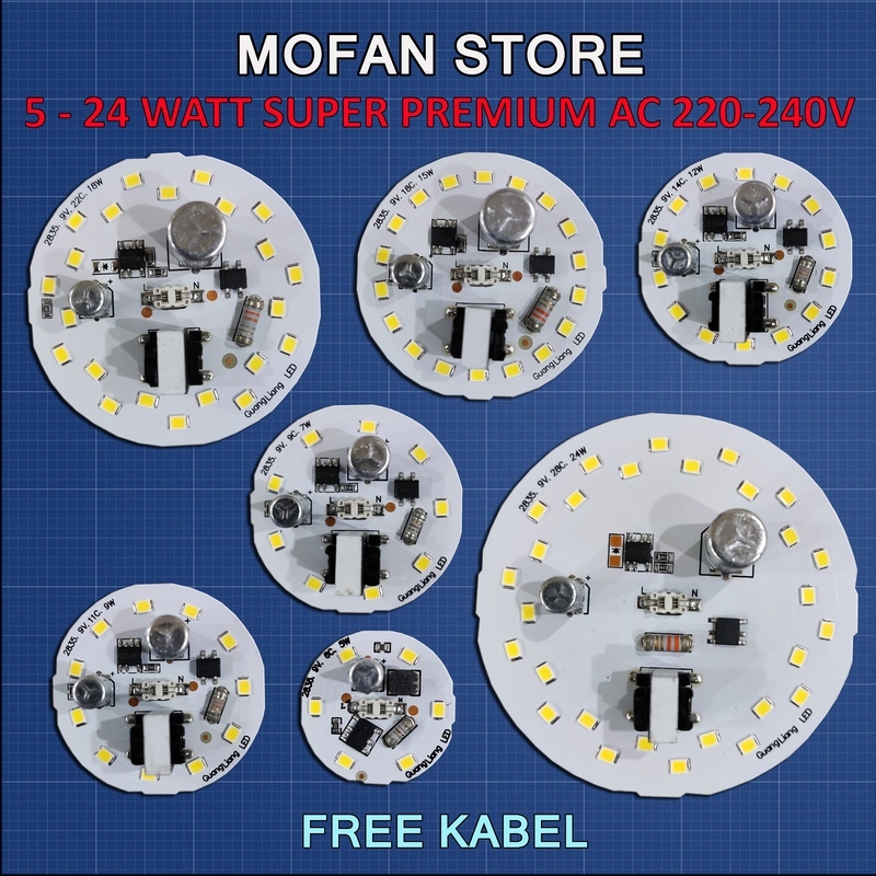 Jual PCB LED SUPER PREMIUM 5-24 Watt AC 220-240V Putih / Kuning (Pilih ...