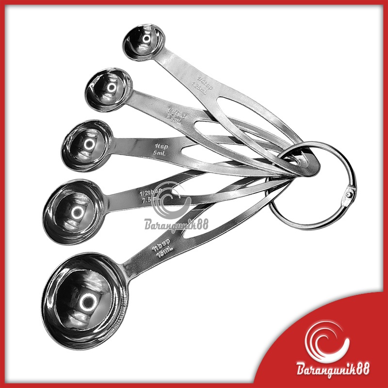 Jual Sendok Takar Cup Stainless Steel Measuring Spoon 5 Pcs | Shopee ...