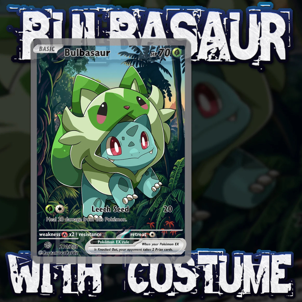 Jual KARTU POKEMON TCG HOLOGRAM ENGLISH VERSION FULL ART - BULBASAUR WITH COSTUME | Shopee Indonesia