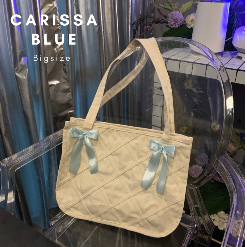 Jual READY CARISSA BLUE BIG SIZE Totebag Canvas Aesthetic Coquette ...