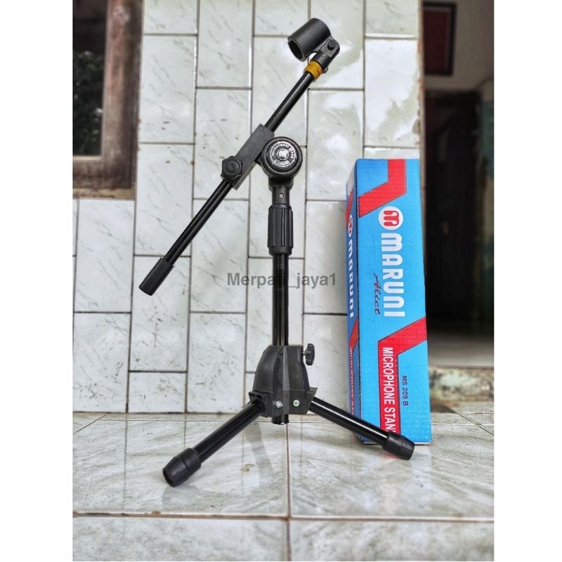 Jual stand mic pendek maruni hitam / tiang microphone plus holder mic ...