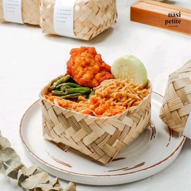 Jual (5 Pasang) Besek Bambu 10x10 Natural 10pcs / Besek Mini Snack Box ...