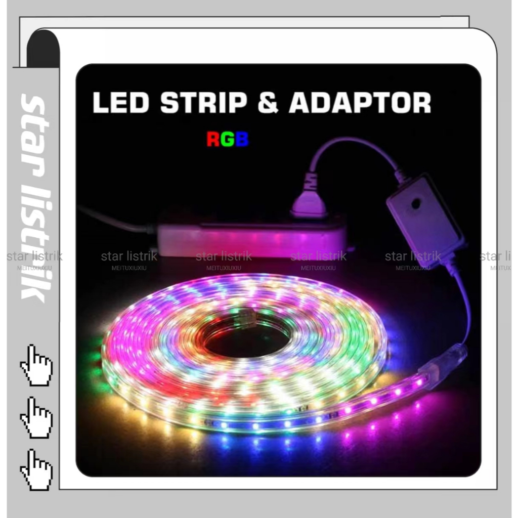 Jual LAMPU LED STRIP SELANG WARNA WARNI 3528 2835 220V + ADAPTOR ...