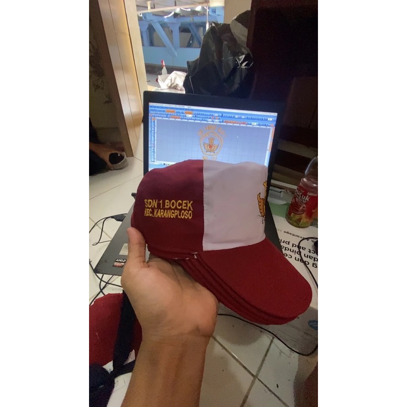 Jual CUSTOM Topi Sekolah SD,MI,SMP,MTs,SMA,MA,SMK identitas bordir ...
