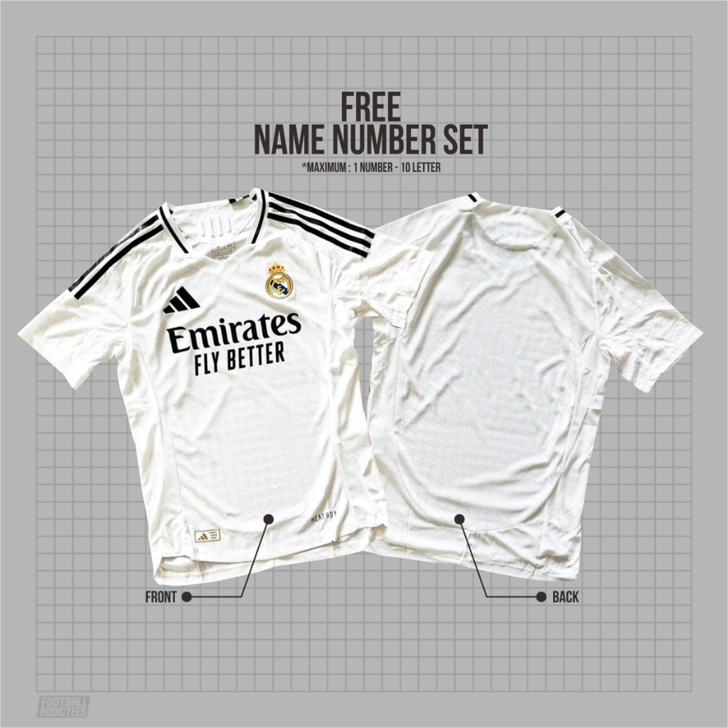 Jual [ FREE NAMESET ] [NON COD ] JERSEY REAL MADRID HOME 2024 - 2025 ...