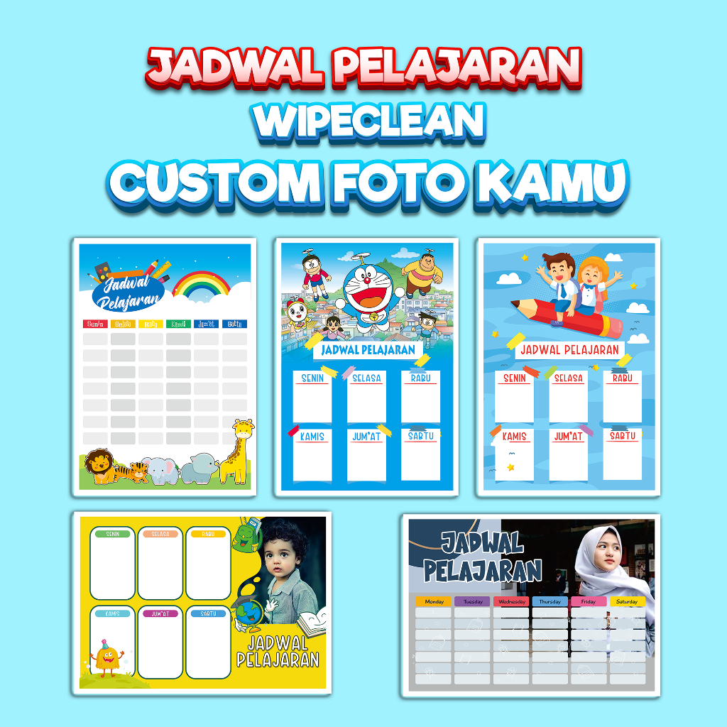 Jual Poster JADWAL PELAJARAN wipe clean - Poster sekolah jadwal ...