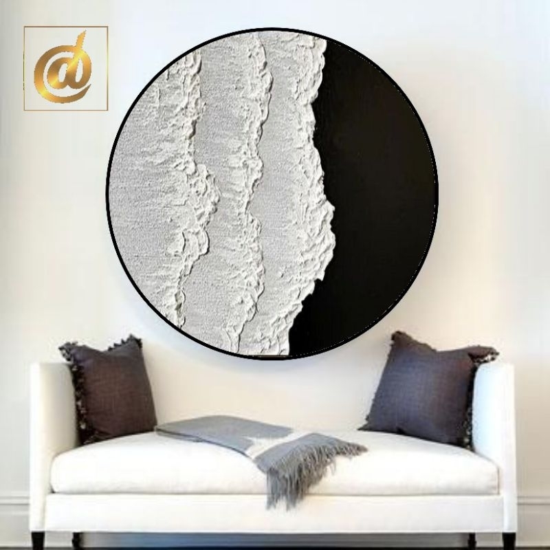 Jual lukisan abstrak modern bentuk bulat texture art hiasan dinding ...
