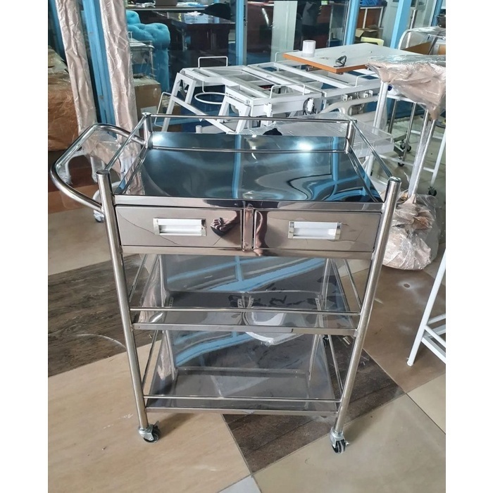 Jual Troli Instrumen 3 Susun 2 Laci Stainless - Trolley Instrument 3 ...