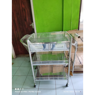 Jual Troli Instrumen 3 Susun 2 Laci Stainless - Trolley Instrument 3 ...