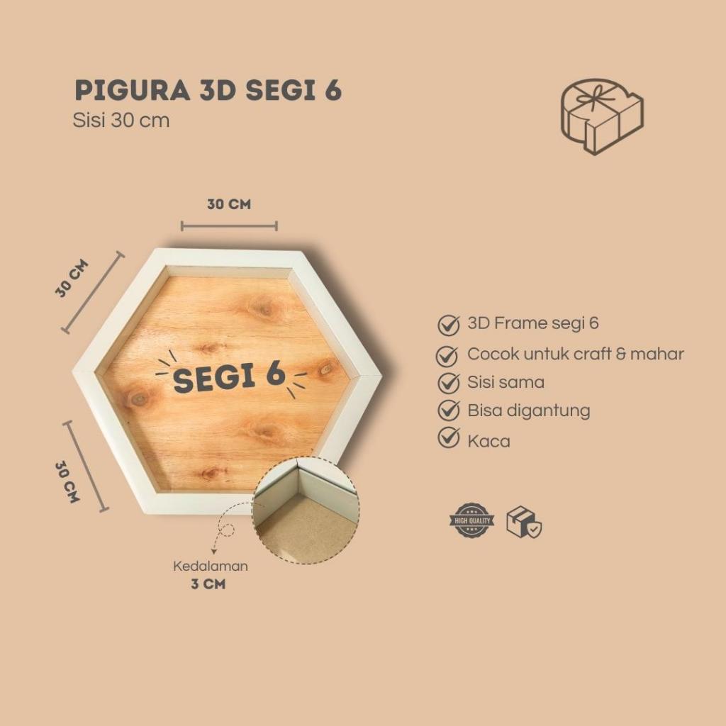 Jual FRAME 3D pigura segi 6 ukuran 30cm | Shopee Indonesia