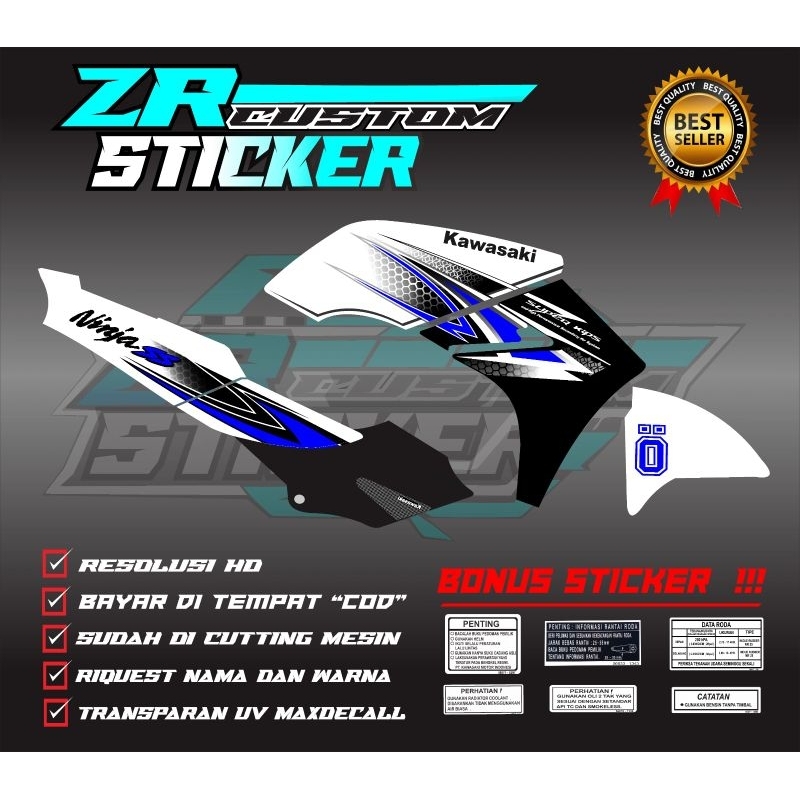 Jual Sticker striping NINJA SS putih custom new concept transparan uv ...