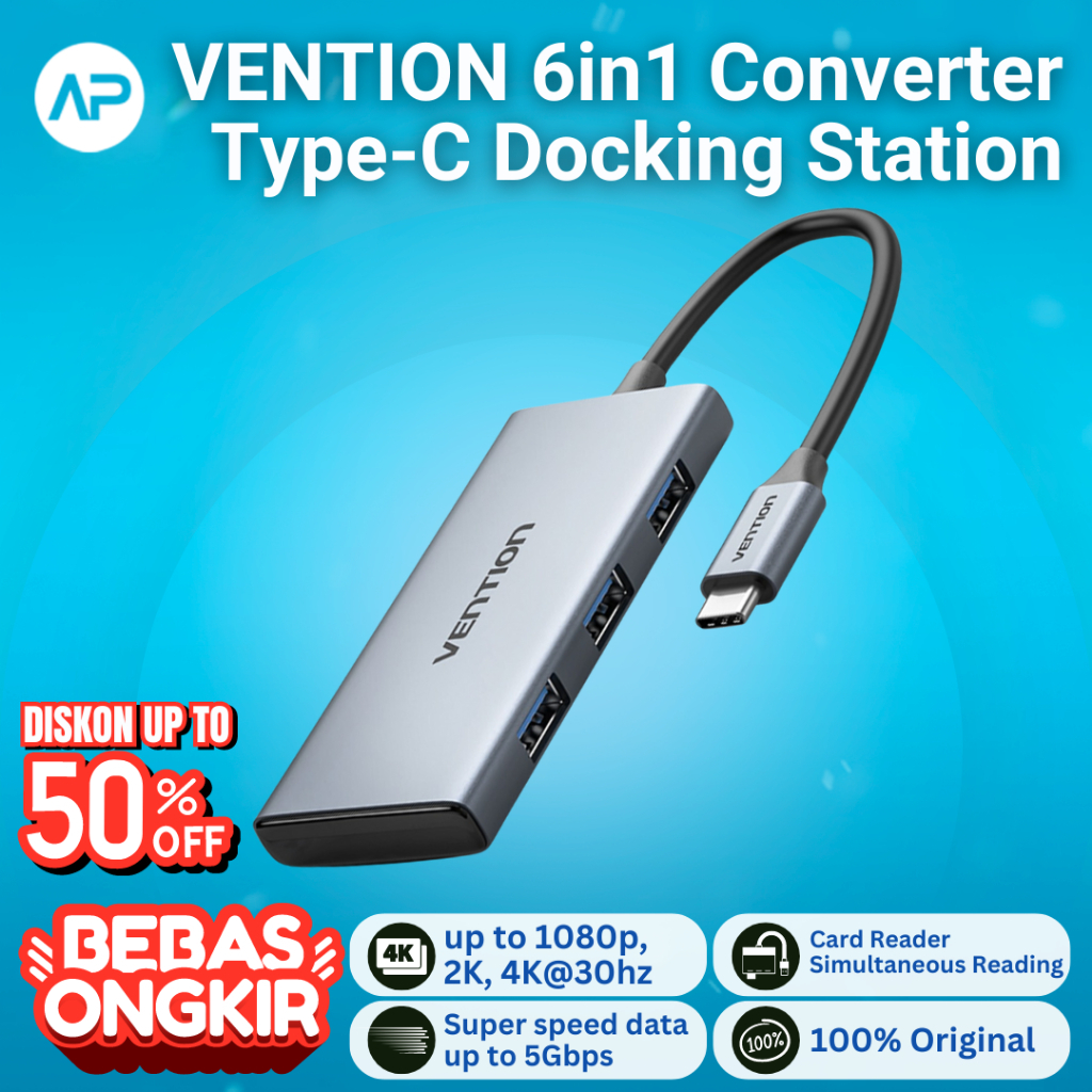 Jual VENTION USB Type C 6 in 1 Docking Station | Shopee Indonesia