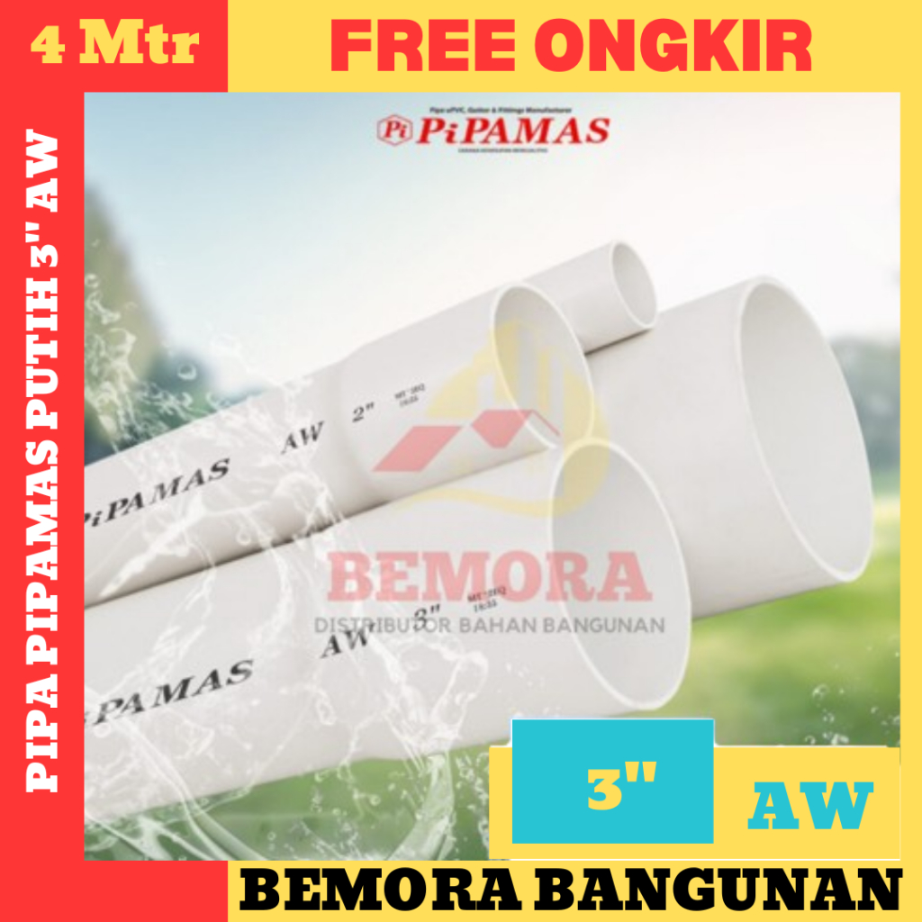 Jual Pipa PVC Merek Pipamas warna putih 3 inch aw (Harga Grosir ...