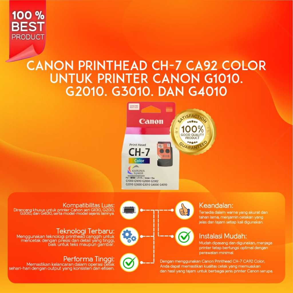 Jual Canon Printhead Print Head CH-7 CA92 Color (G1010 G2010 G3010 ...