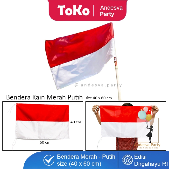 Jual [40x60cm] Bendera Merah Putih indonesia / Bendera Kain Merah Putih ...