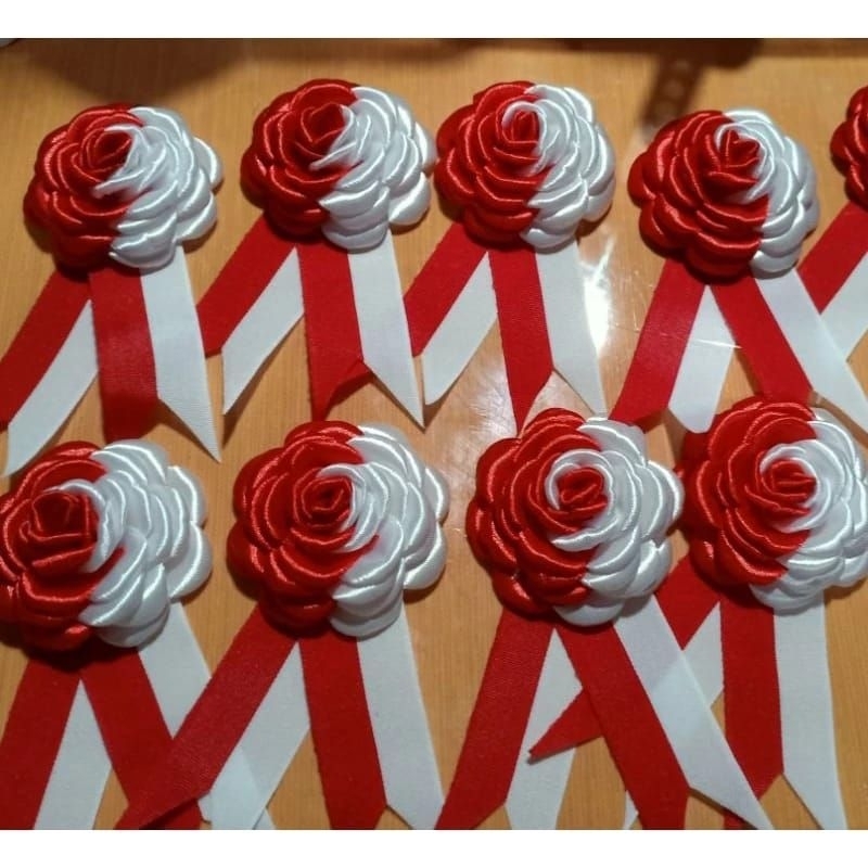 Jual BROS BUNGA CANTIK WARNA MERAH PUTIH DENGAN PITA | Shopee Indonesia