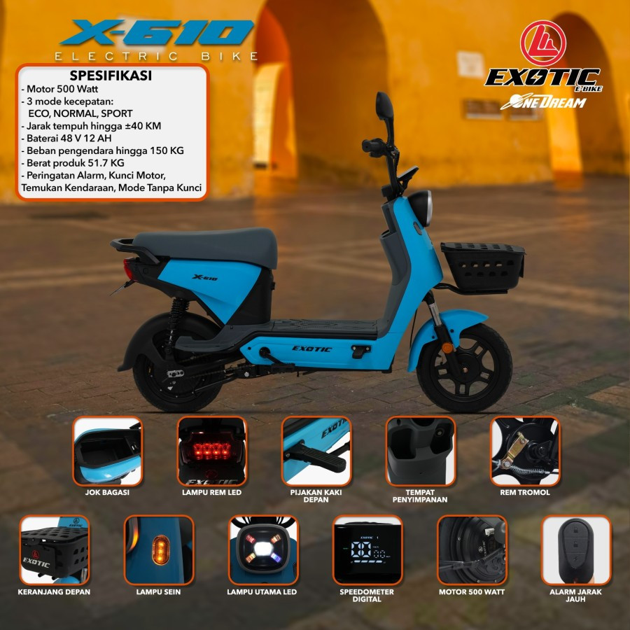 Jual SEPEDA LISTRIK REMAJA DEWASA EXOTIC X610 bonus helm | Shopee Indonesia