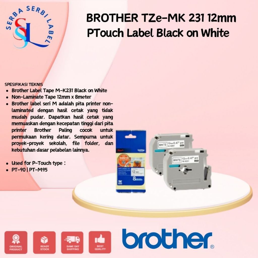 Jual BROTHER 12mm ORIGINAL Tape Label Stiker MK231 | MK-631 |M-K231 ...