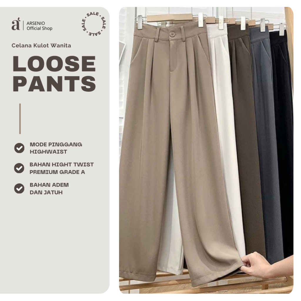 Jual Loose Pants BAHAN PREMIUM Celana Kantor Wanita/Celana Kulot Formal Wanita anti kusut Katun ...