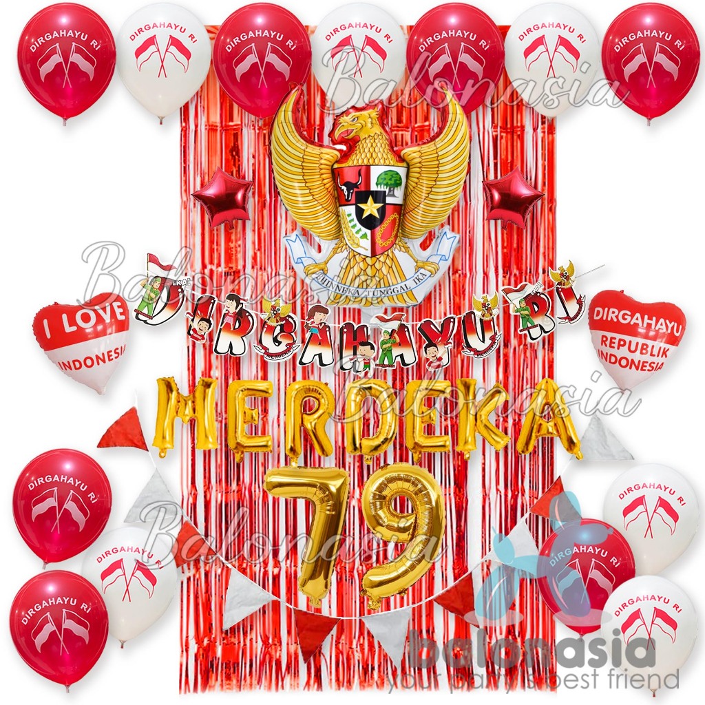 Jual Dekorasi Dirgahayu HUT RI Garuda Tepuk Obor tirai Merah Putih 17 ...