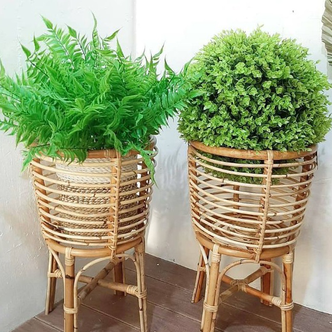 Jual Terbatas Standing Pot Rotan Natural FINISHING MENGKILAP Tempat Vas ...
