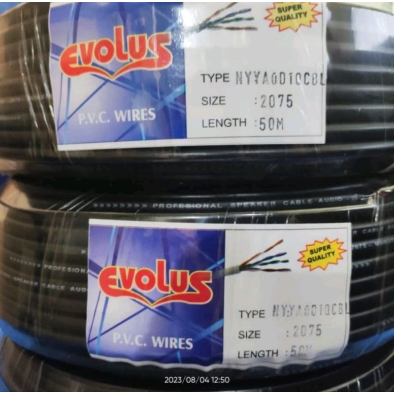 Jual Kabel Listrik 50 Meter EVOLUS NYY 2x0.75x50M Hitam isi 2 serabut | Shopee Indonesia