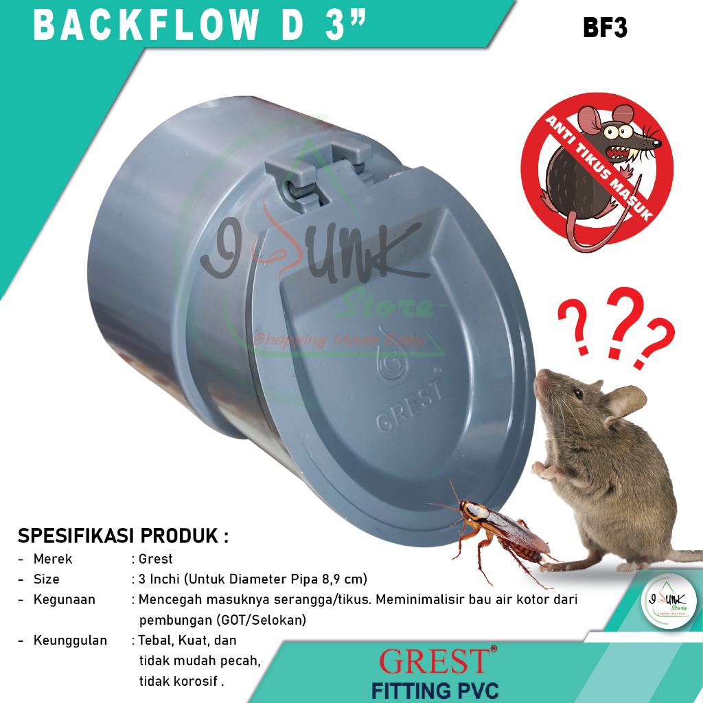 Jual BACKFLOW VALVE D 3 INCH PVC - GREST | Shopee Indonesia